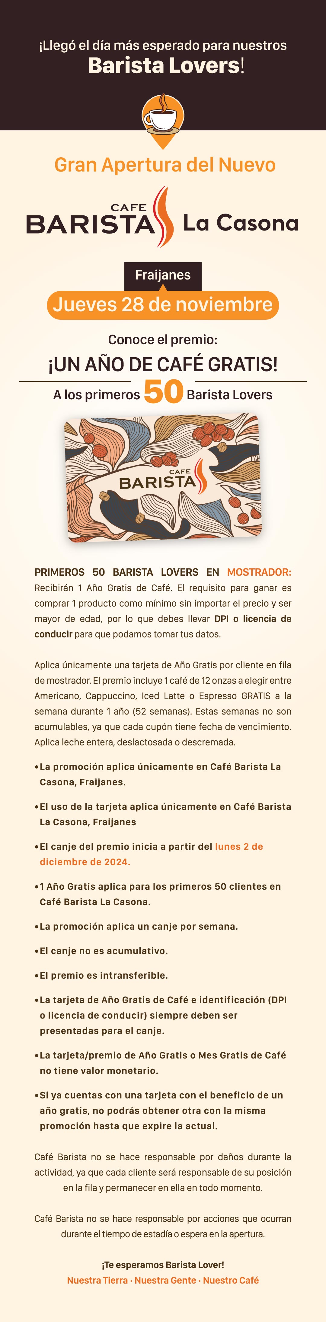 Reglas Apertura Café Barista La Casona Fraijanes